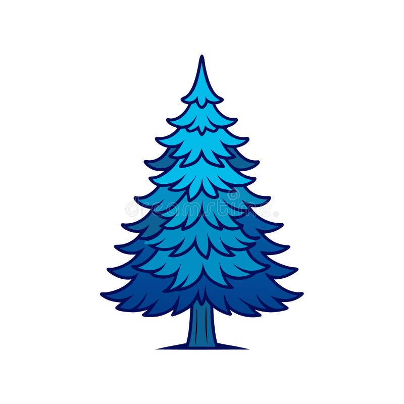 Unique Blue Spruce Tree Design Featuring Bold Outline Stock ...