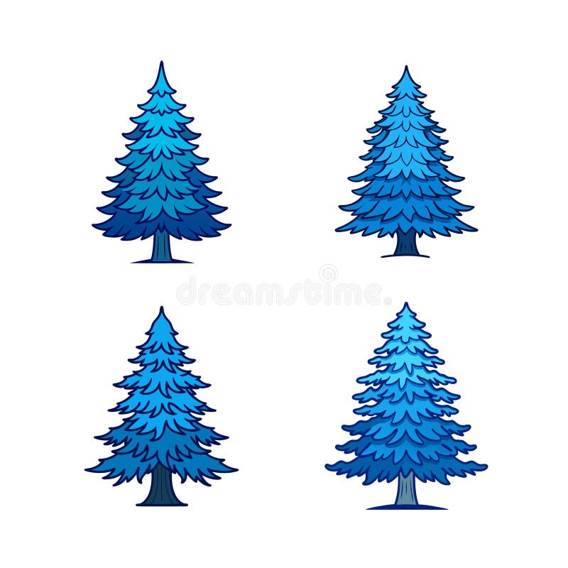 Unique Blue Spruce Tree Design Featuring Bold Outline Stock Vector ...