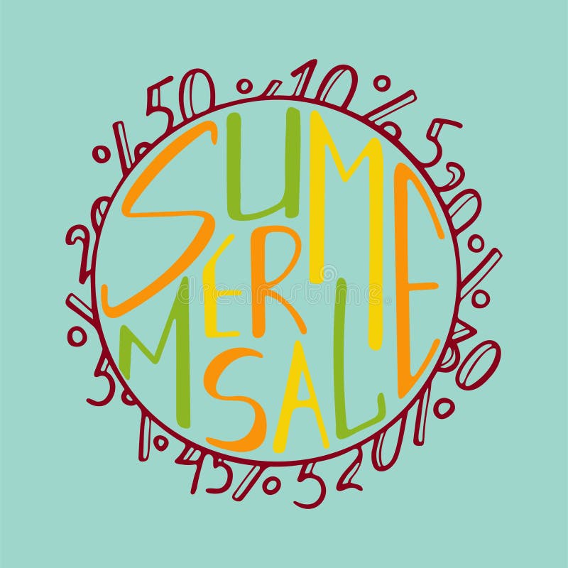 Unique Illustration with a Hand-drawn Lettering for the Summer Sale ...