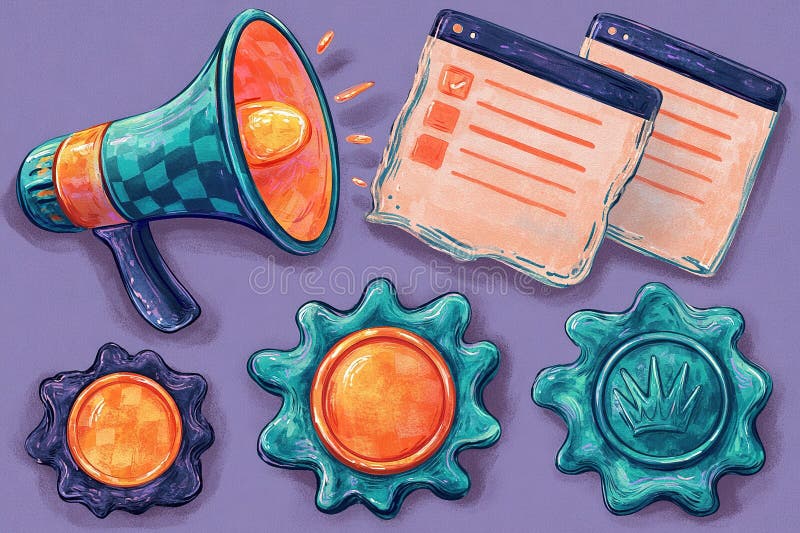 Unique Illustration of a Megaphone and Task Lists Showcasing ...