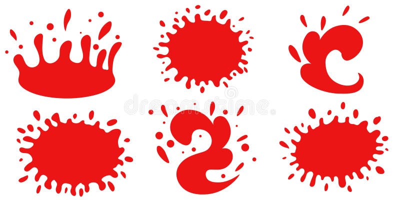 Collection of Red Ink Splash Shapes with Artistic and Abstract Designs ...