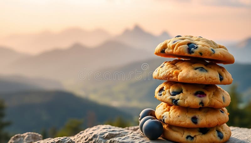 Stack of Cookies on a Mountain Generative AI Stock Illustration ...