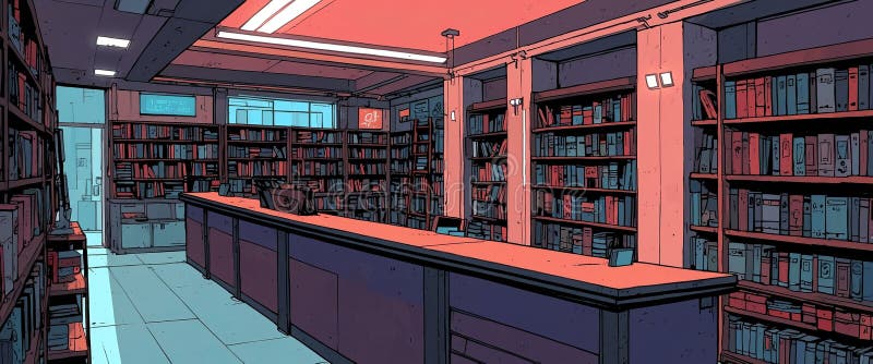 Cyberpunk Sci-fi Dystopian Library Shop Lo-fi Futuristic Comic Store ...