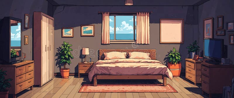 2d Pixel Art of Bedroom, Lo-fi Style, Relaxing and Calm, Game Art, 16 ...