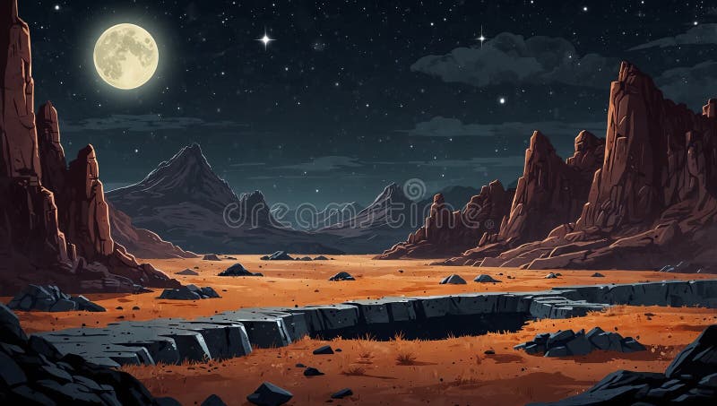 Moon Base Level Background Asset, Craters and Stars, Sci-fi Platformer ...