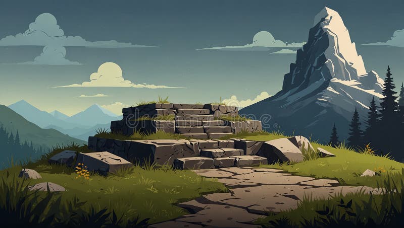 Mountain Paths with Rocky Steps and Grass for 2D Level Builders. 2d ...