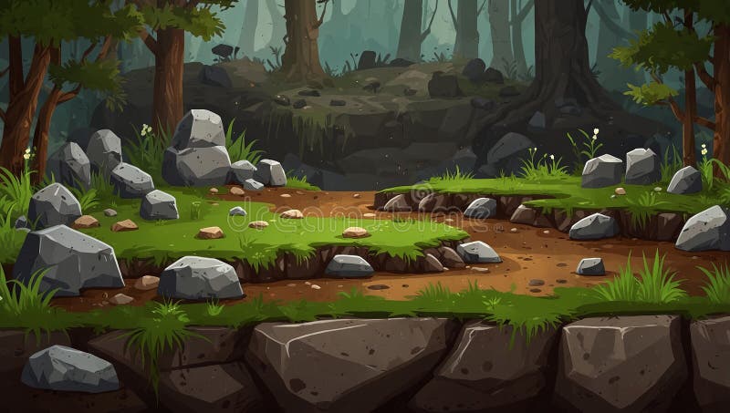 Mud and Grass Level Background with Scattered Stones for Platformers ...
