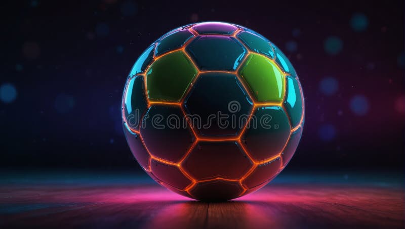 Neon Colored Soccer Ball with Background Colorful Lights,. 2d Style ...