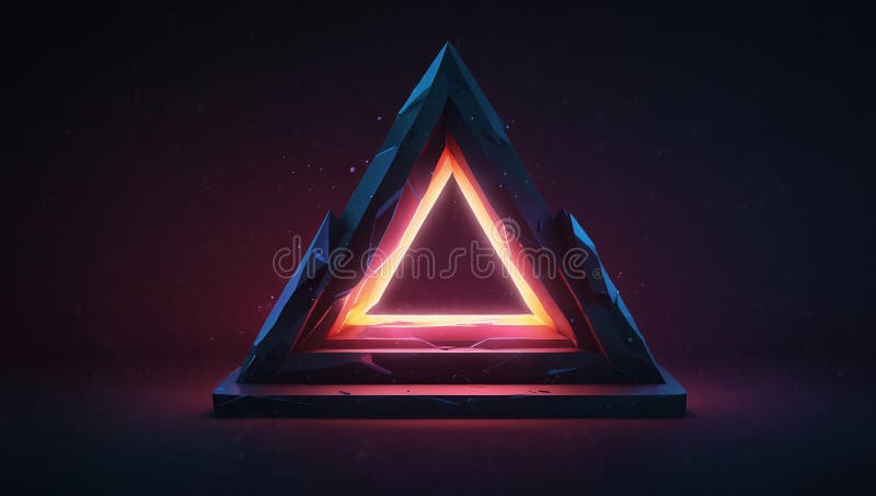 Neon Triangle Low Poly Gradient Portal with Light Effects Retro ...