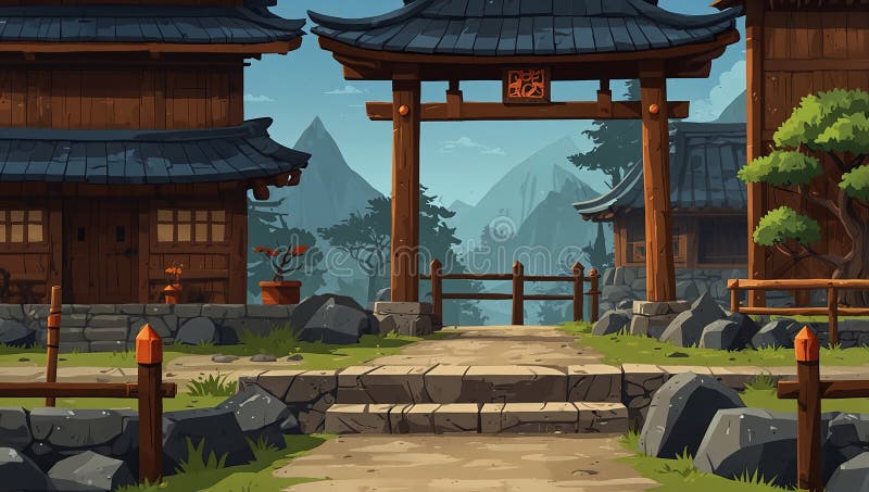 Ninja Village Cartoon Game Background, Seamless for Action Mobile Games ...