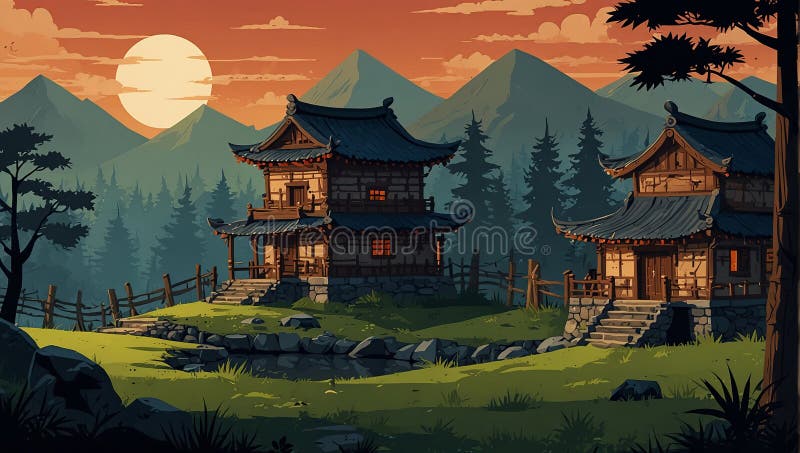 Ninja Village Landscape, Never Ending Stealthy Background with ...