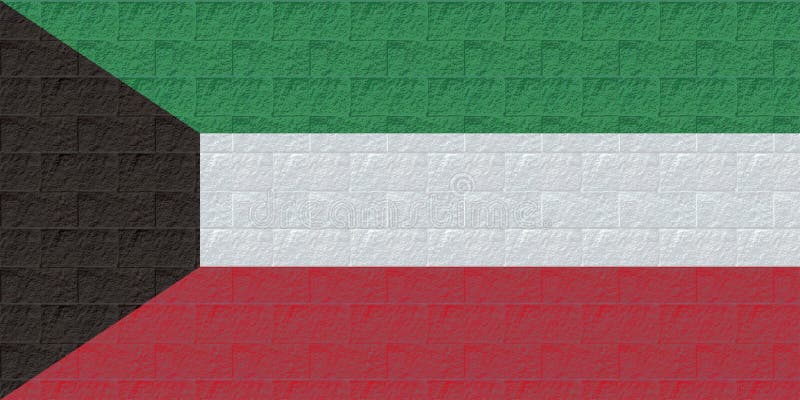 Kuwait Flag, Artistic Flag, Wall of Cinder Blocks Fantasy, Colors ...