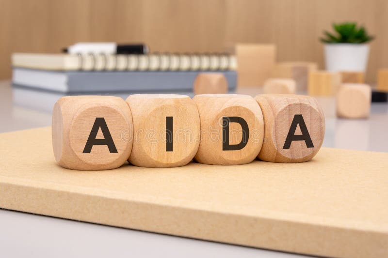 The AIDA Model Utilized in Marketing is Represented with Wooden Blocks ...
