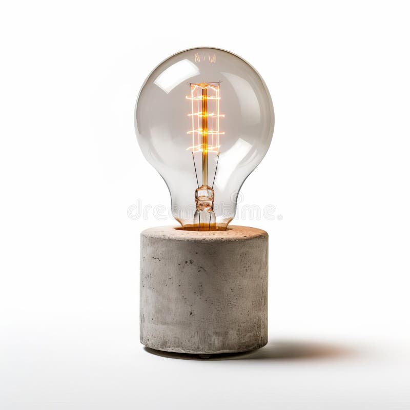 Unique Industrial Chic Concrete Lamp on White Background Stock ...