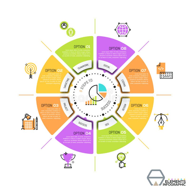 Unique Infographic Design Template, Circular Diagram or Pie Chart with ...