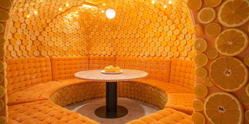 Unique Interior Design Featuring Orange-themed Seating and Decor in a ...