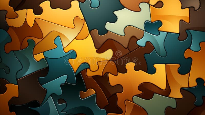 Unique Jigsaw Patterns in Earth Tones, Flat Illustrations with Detailed ...