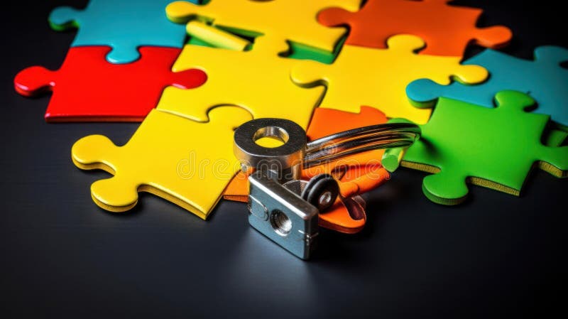 A Jigsaw Puzzle with a Padlock Represents Secure Connectivity of ...