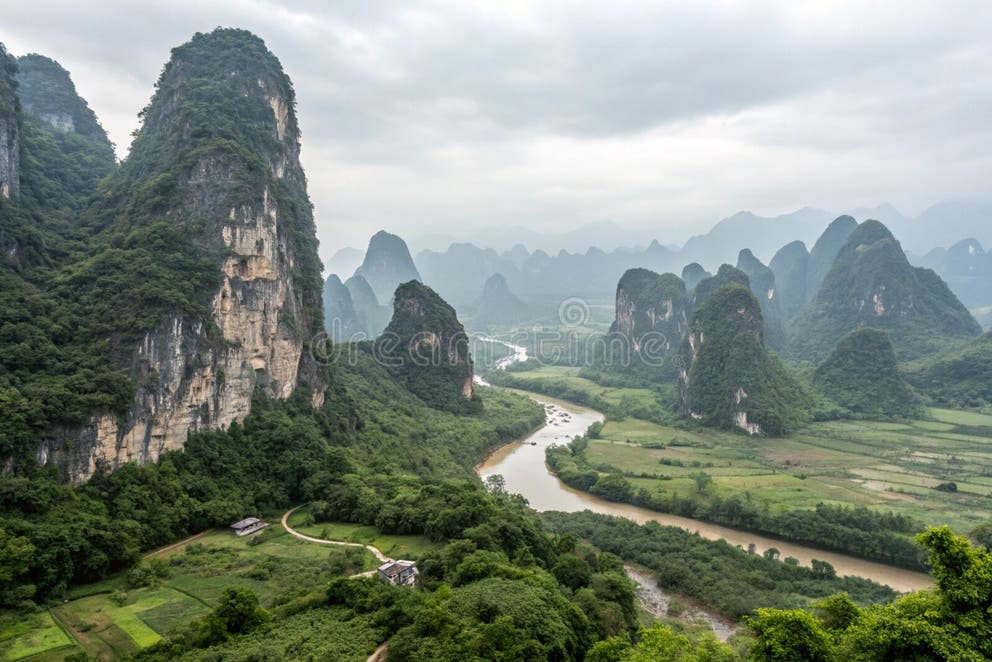 Unique Karst Landforms in Yunnan, China Stock Illustration ...
