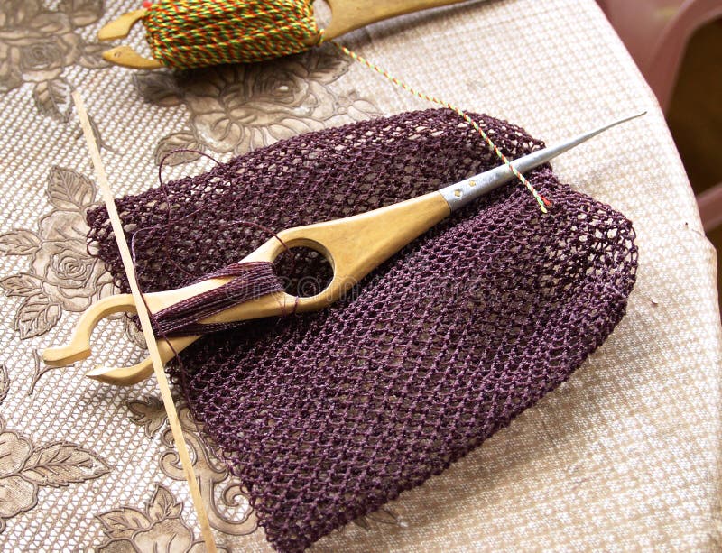Unique Knitting Needle and a Woven Bag Stock Image - Image of ...