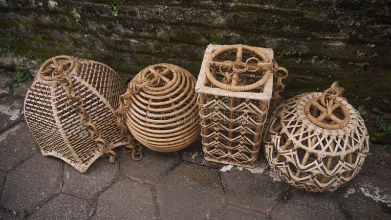 Unique Lampshade Made of Real Rattan Stock Image - Image of food ...