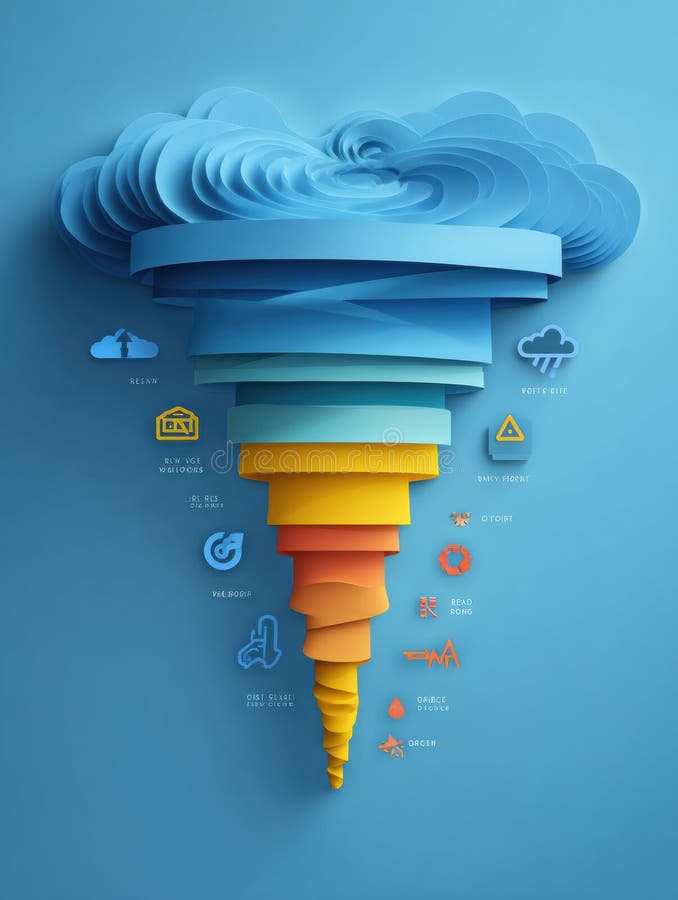 Creative Paper-Style Tornado Concept Illustrating Risk Levels with ...