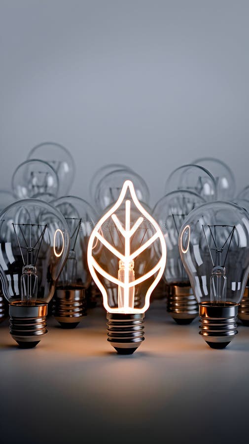 Unique Leaf Shaped Bulb Glows among Dim Lights, Symbolizing ...
