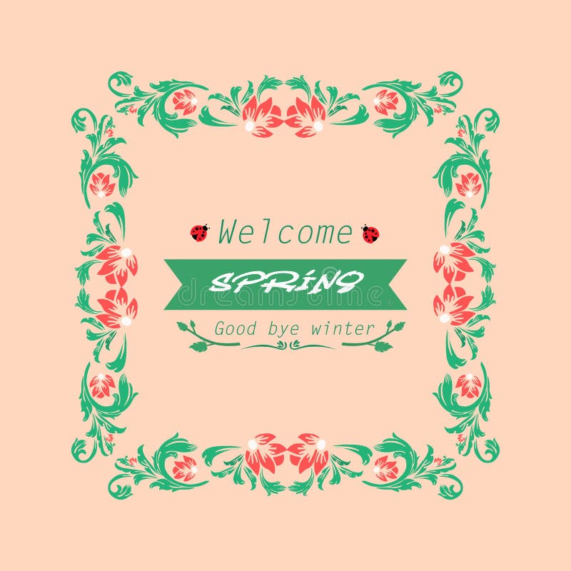 Unique Leaf and Wreath Frame, for Seamless Welcome Spring Greeting Card ...