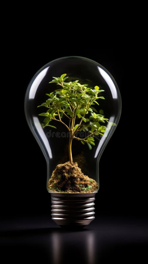 A Unique Light Bulb Design with a Tree Inside Stock Image - Image of ...