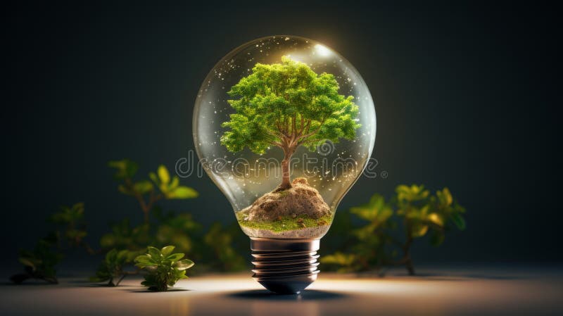 A Unique Light Bulb Design with a Tree Inside Stock Image - Image of ...
