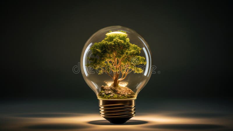 A Unique Light Bulb Design with a Tree Inside Stock Image - Image of ...