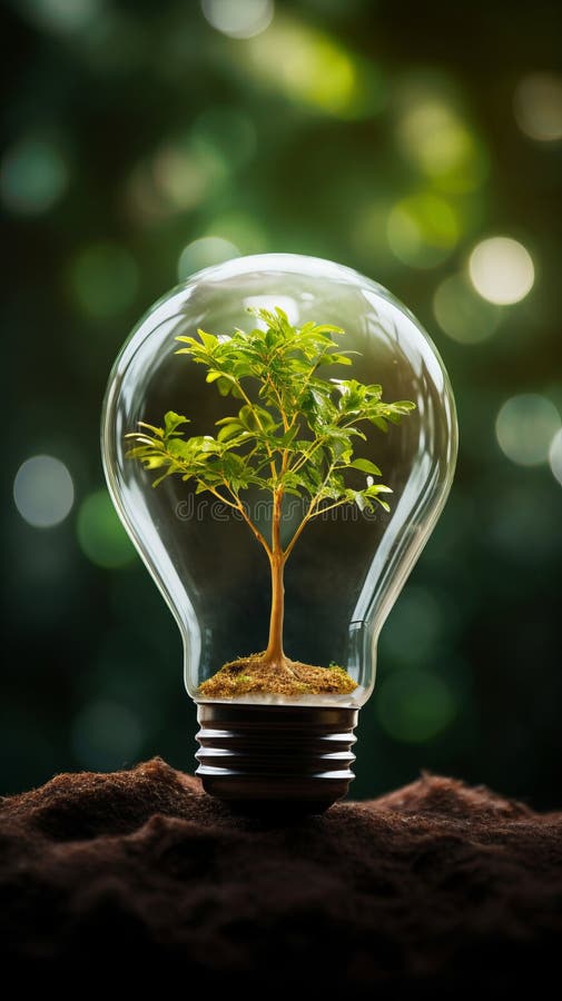 A Unique Light Bulb Design with a Tree Inside Stock Image - Image of ...