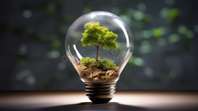 A Unique Light Bulb Design with a Tree Inside Stock Image - Image of ...