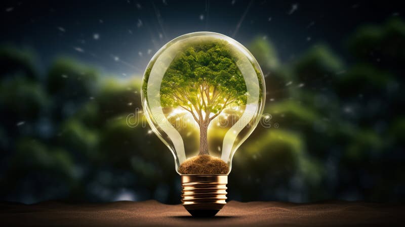 A Unique Light Bulb Design with a Tree Inside Stock Image - Image of ...