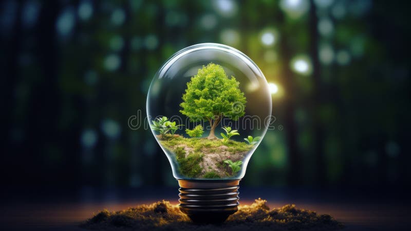 A Unique Light Bulb Design with a Tree Inside Stock Image - Image of ...