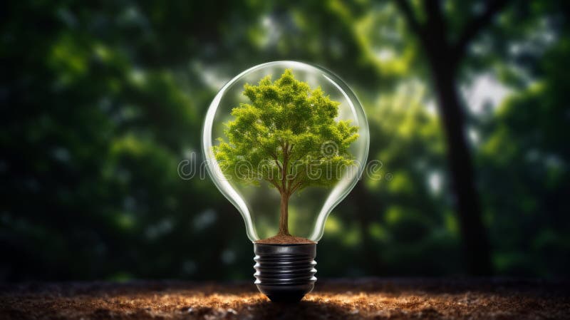 A Unique Light Bulb Design with a Tree Inside Stock Image - Image of ...