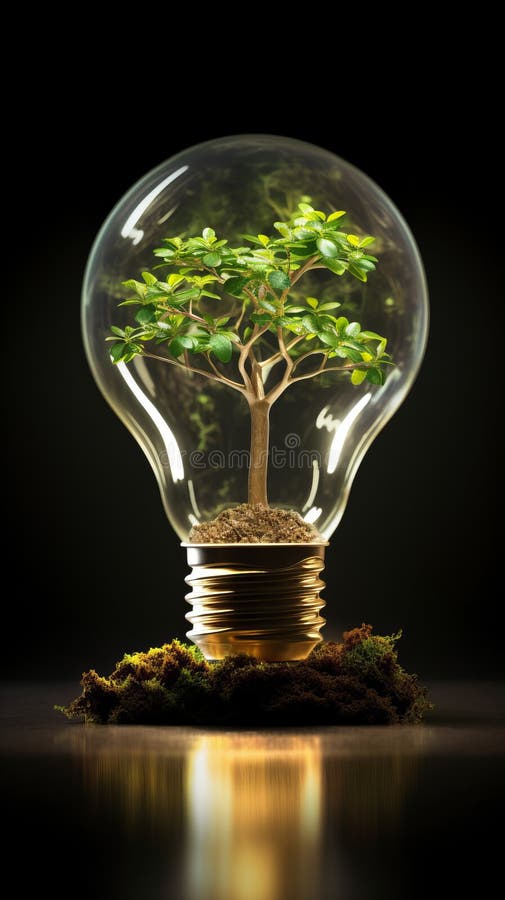 A Unique Light Bulb Design with a Tree Inside Stock Image - Image of ...