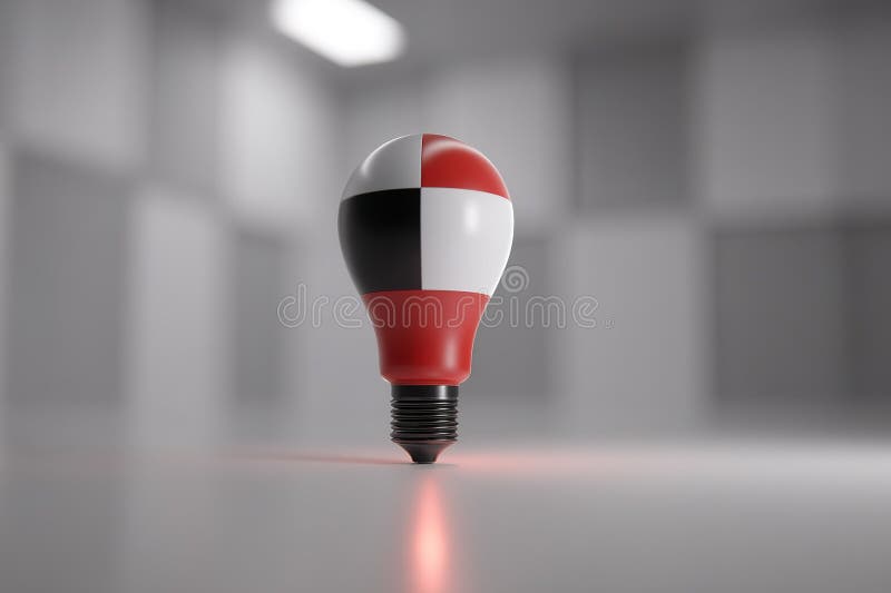 Unique Light Bulb Design Featuring Red, Black, and White Colors ...