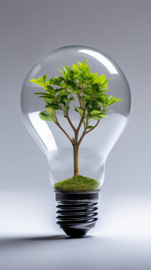 A Unique Light Bulb Design Featuring a Tree Inside Stock Image - Image ...