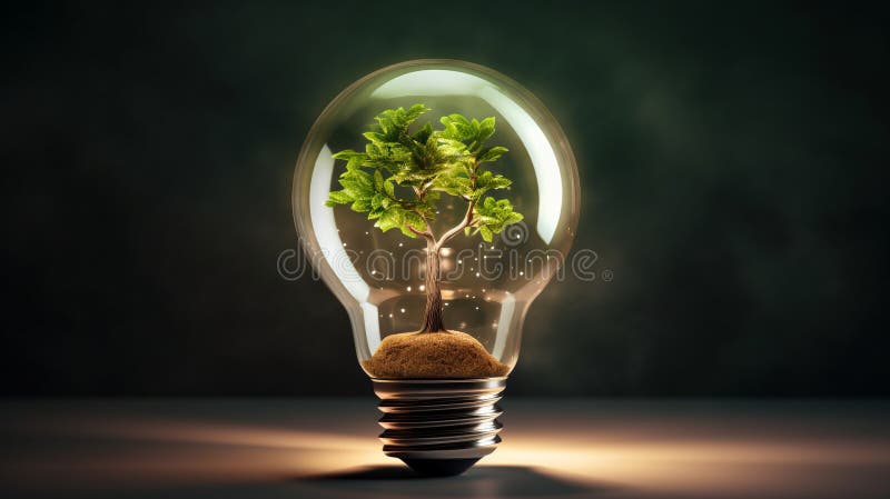 A Unique Light Bulb Design with a Tree Inside Stock Image - Image of ...