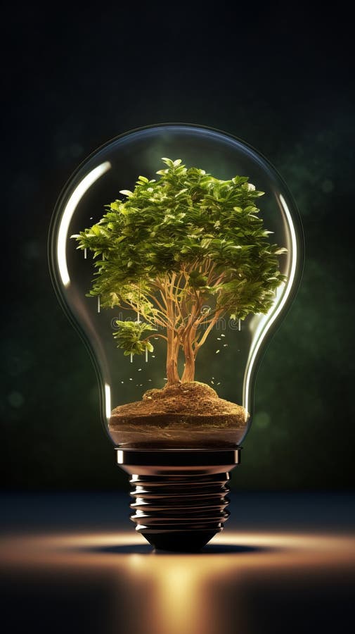 A Unique Light Bulb Design with a Tree Inside Stock Image - Image of ...