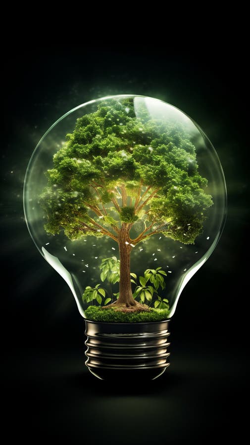 A Unique Light Bulb Design with a Tree Inside Stock Image - Image of ...