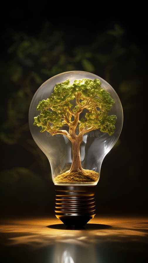 A Unique Light Bulb with an Intricate Tree Design Stock Photo - Image ...