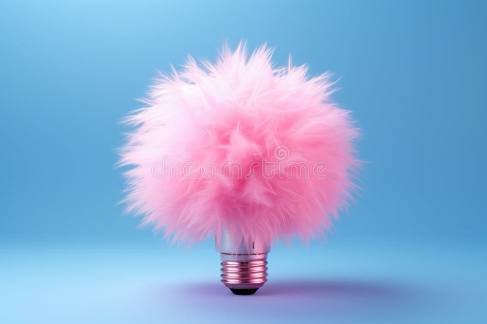 A Unique Light Bulb with a Pink Fluffy Ball Inside, Perfect for ...