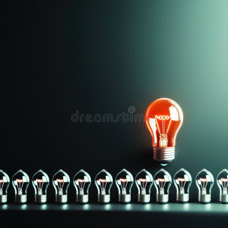 Unique Light Bulb Stands Out among Identical Bulbs in a Creative and ...