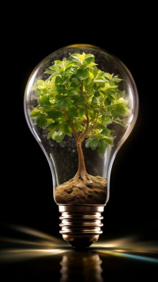 A Unique Light Bulb with a Tree Inside Stock Image - Image of ...