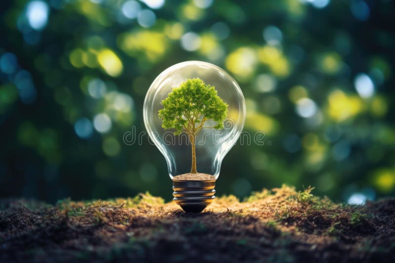 A Unique Light Bulb with a Tree Inside, Perfect for Illustrating ...