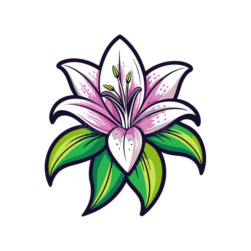 Unique Lily Flower Illustration in Bold Style Stock Illustration ...
