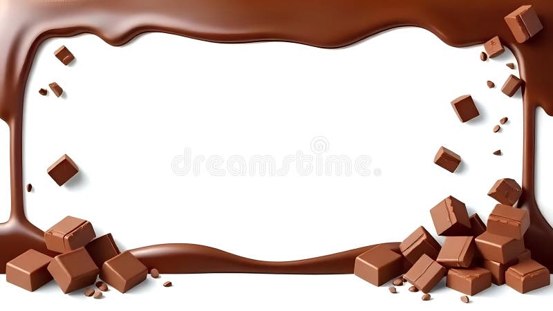Unique Liquid Brown Chocolate Frame with Black Space Stock Illustration ...