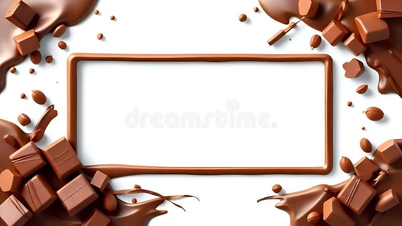 Unique Liquid Brown Chocolate Frame with Blank Space Stock Illustration ...